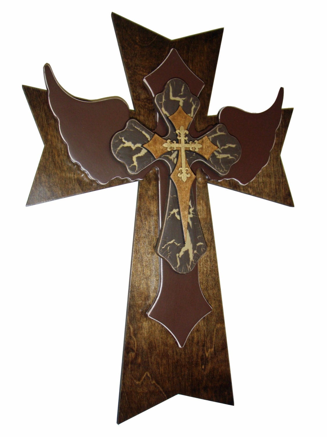 Finished Cross Layered Wooden Decorative Crosses 15 Inch