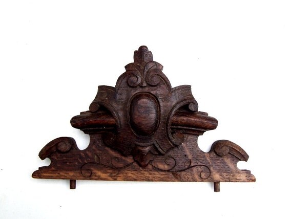 French Wooden PEDIMENT carved Center piece Floral by BRITALIS