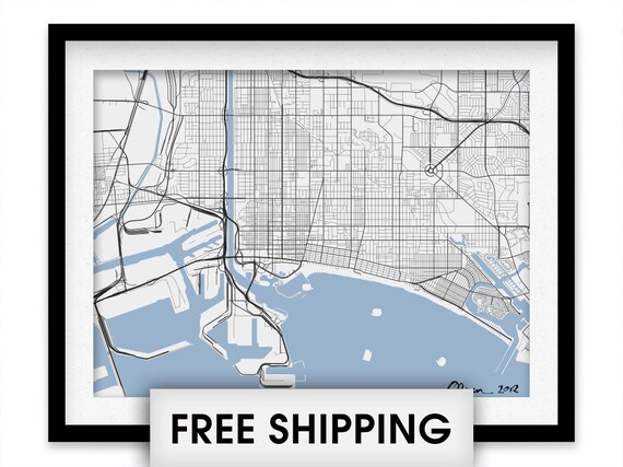 Long Beach Map Print Choose your color by iLikeMaps on Etsy