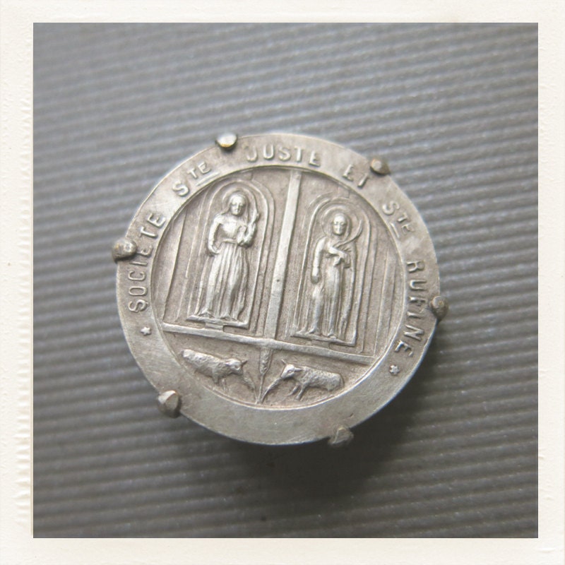 Antique silver French Religious Brooch with St Justa and St Rufina ...