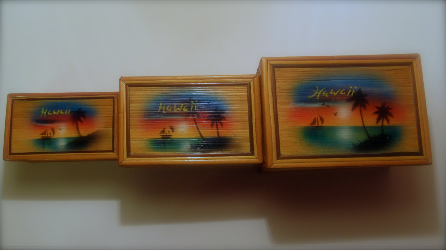Hawaiian Nesting Boxes, Stackable Trinket Storage Boxes Hand Painted ...