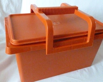 Vintage Tupperware Orange Carry All Container Tupperware Lunch Box