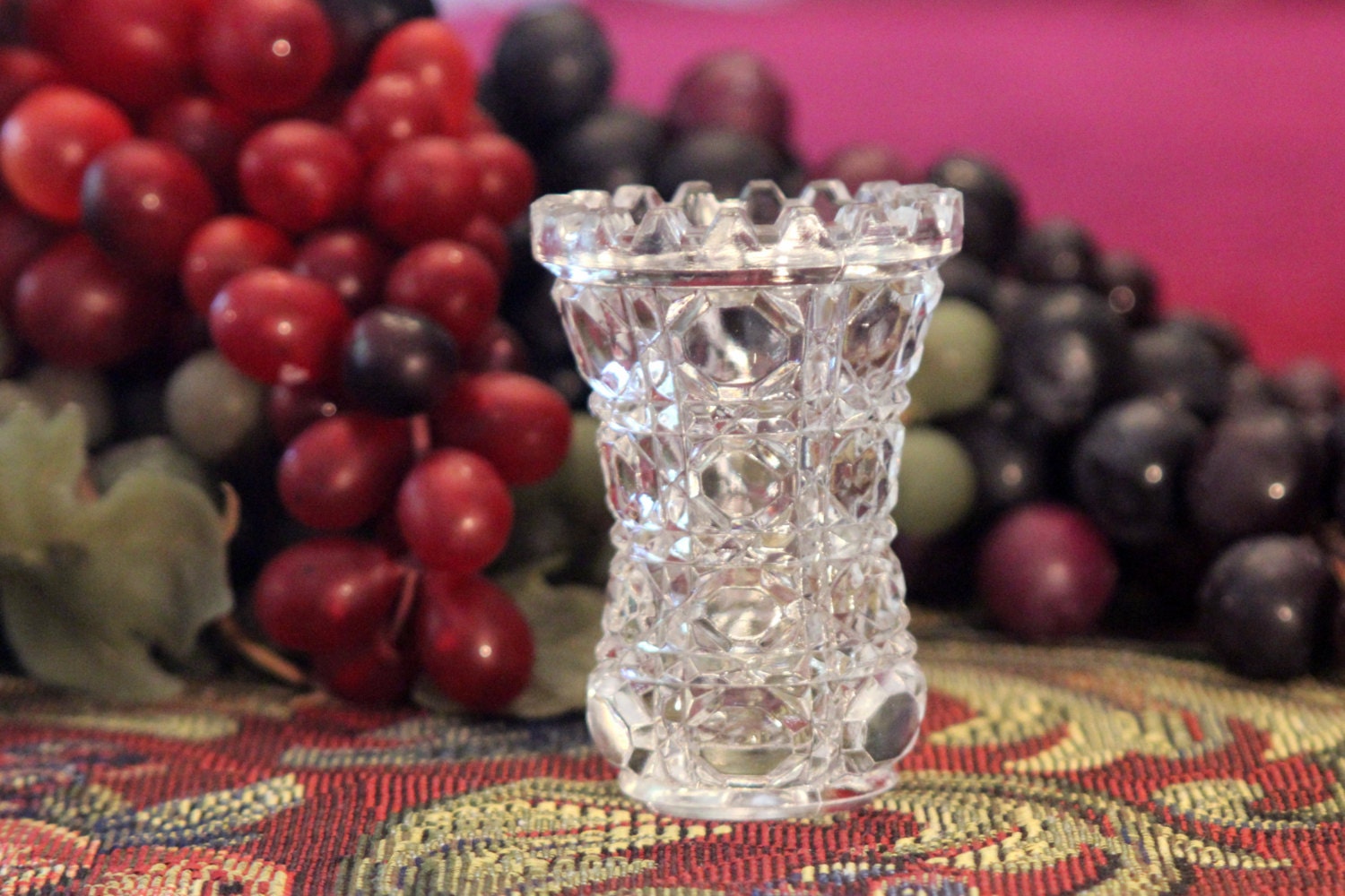 EAPC Button & Cane Toothpick Holder – Clear Glass Serrated Edge – Bud ...