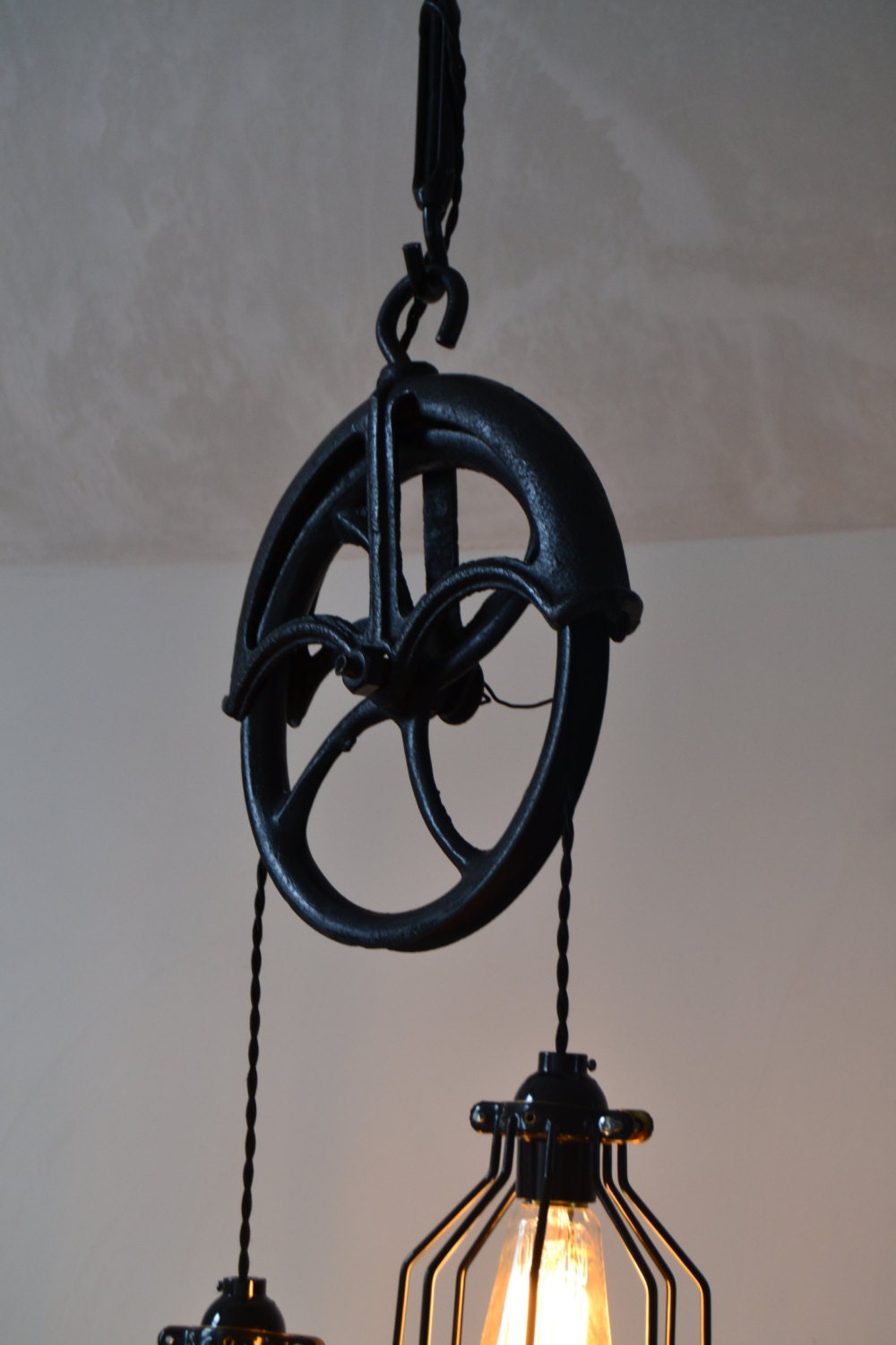 Re-purposed Barn Pulley Industrial Light