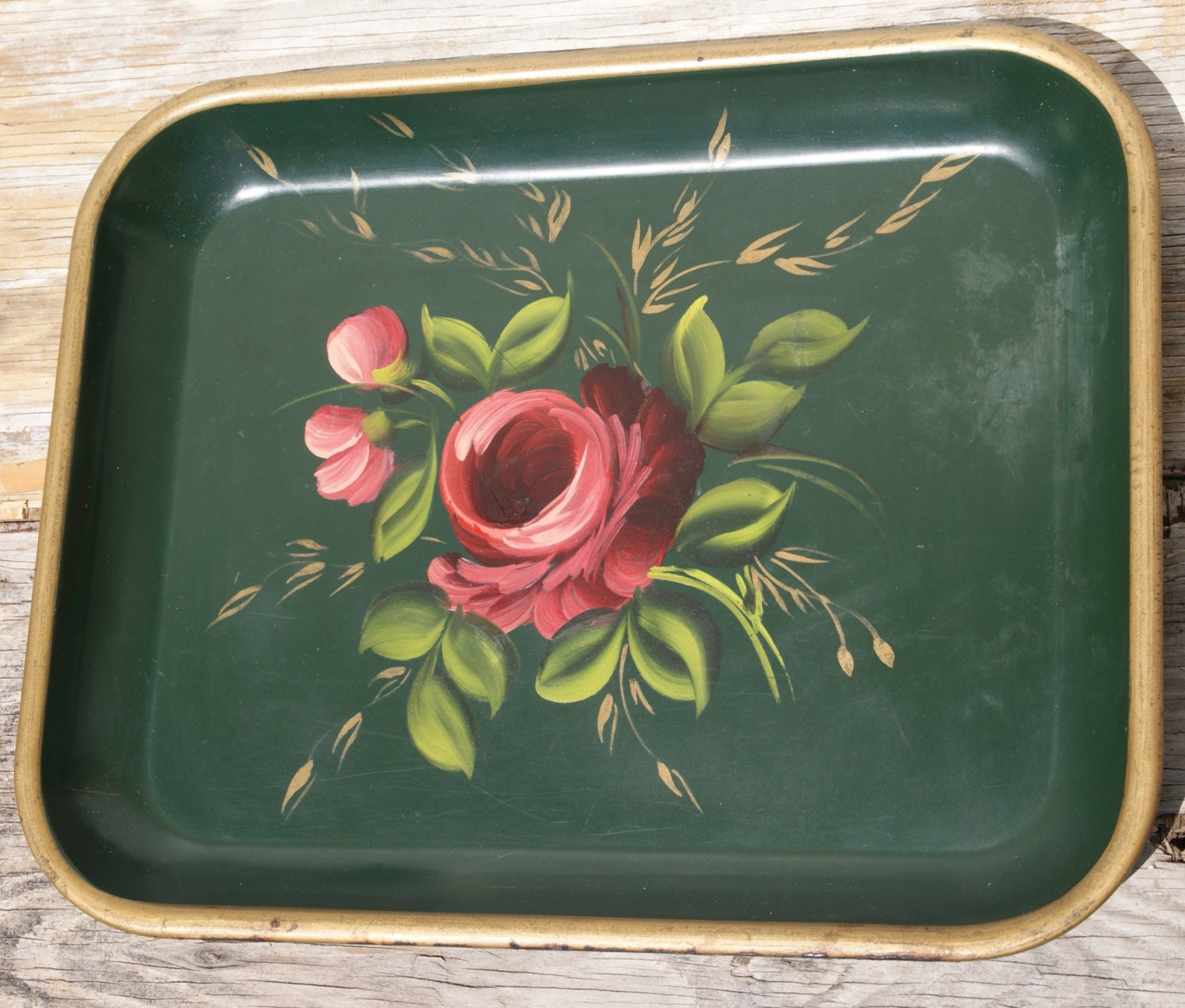 Vintage Floral Hand Painted Metal Tray, English Decor,Cottage Decor ...