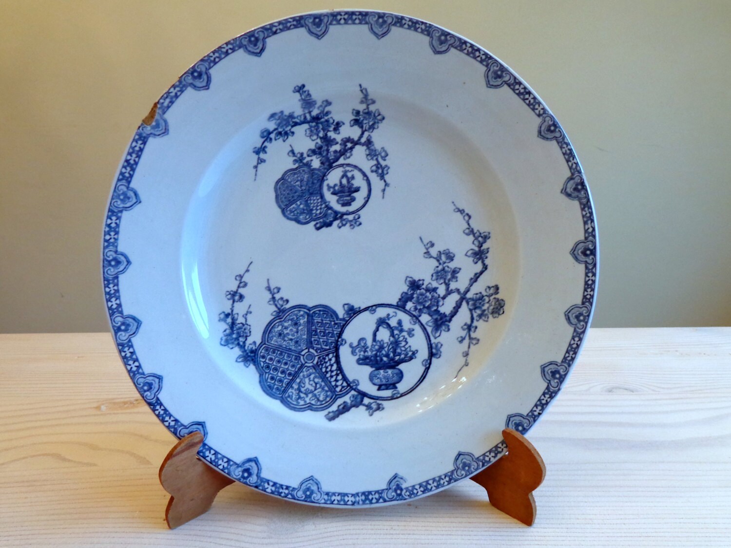 Antique French large round serving plate Longwy ‘Kioto’ – 1885 ...
