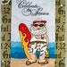 Santa Holiday Surfing Digital Stamp Digi Instant Download