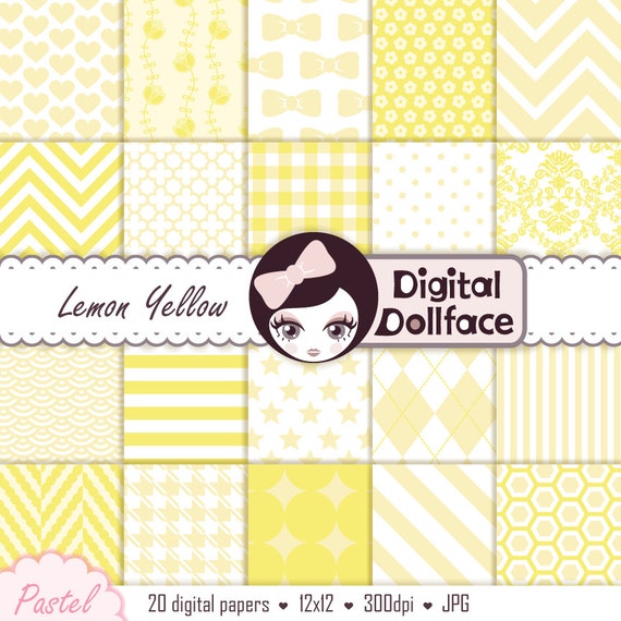 Yellow Digital Paper Pack Yellow Scrapbook Paper12x12