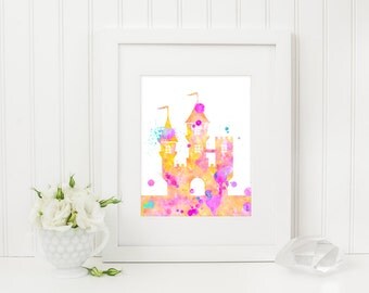 Popular items for watercolor castle on Etsy