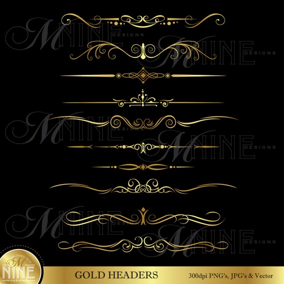 GOLD HEADERS Clip Art: Gold Vintage Headers