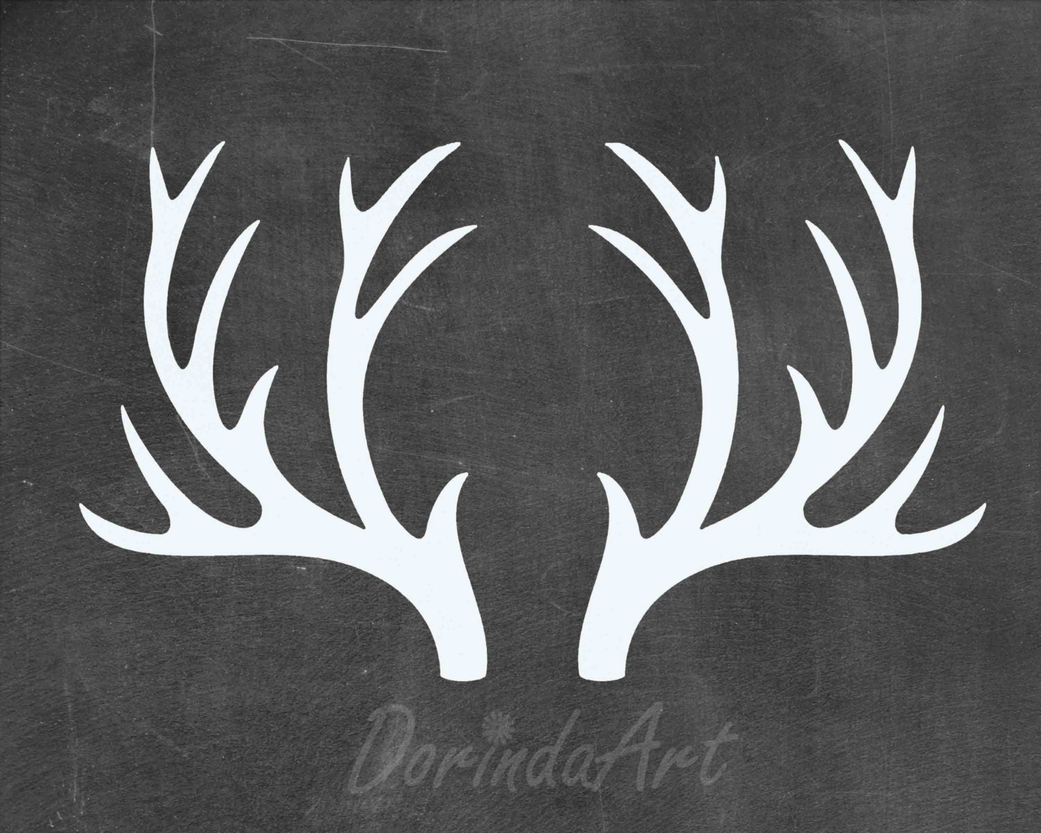 Antler printable Deer antlers print Black and White by DorindaArt