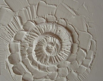 Sea shell. Hand carved plaster relief sculpture.