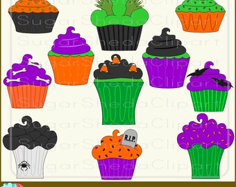 Spooky Decorated Cupcakes - cupcake clipart, halloween clipart, sweet ...