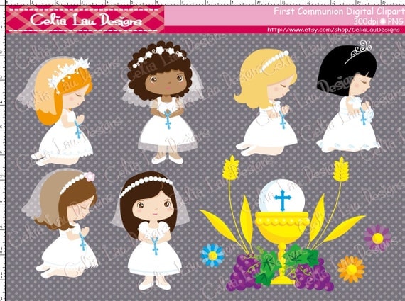 Girl First Communion Clipart / girl 1st communion digital