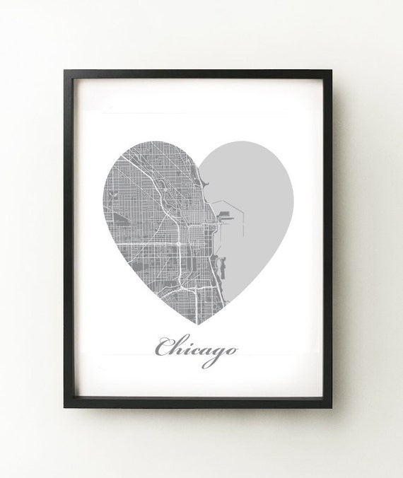 Chicago Heart Map by ExploreYourHeart on Etsy