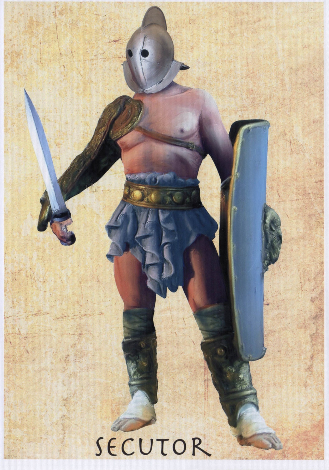 Secutor Ancient Roman Gladiator A5 / A4 canvas paper art Print