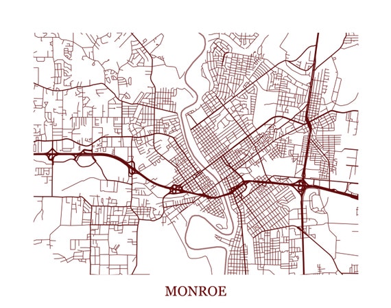 Items similar to Monroe, Louisiana Abstract Street Map Print on Etsy
