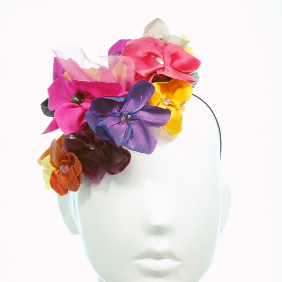 Items similar to SALE - Multicoloured Flower Hat - Spring Racing ...