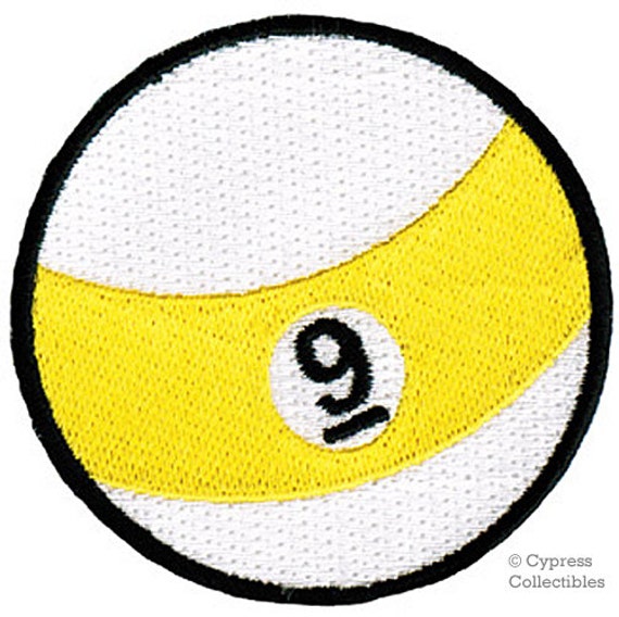 NINE BALL PATCH iron-on embroidered billiards pool emblem 9