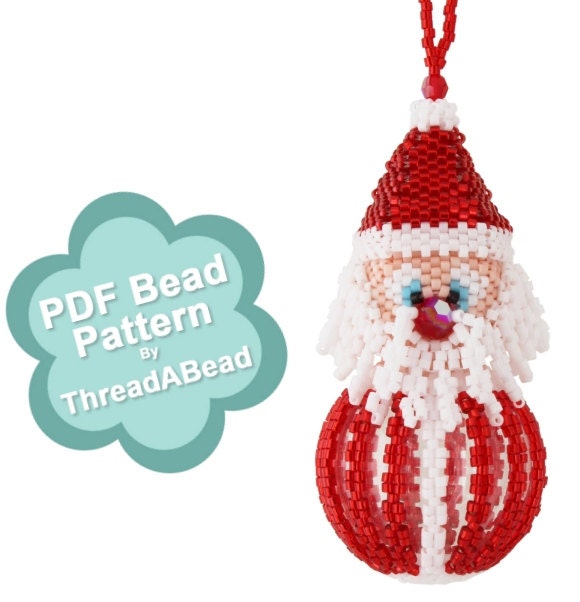 Bead Pattern: Santa Christmas Beaded Ornament