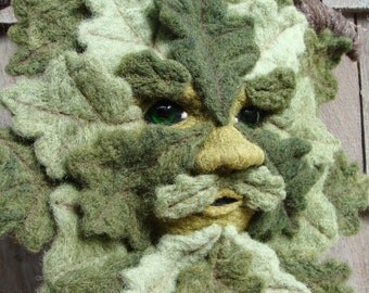 Needle Felted Green Man Soft Sculpture by Bella McBride Greenman