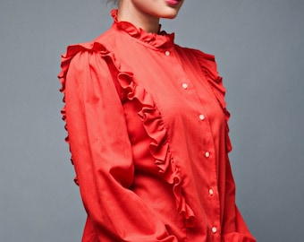 Ruffle collar shirt | Etsy