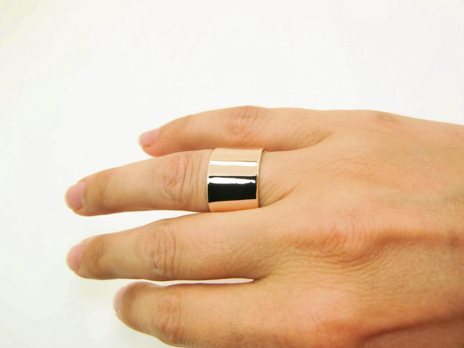 14K Wide Gold Ring Pure 14 Karat Yellow Gold Wide Band