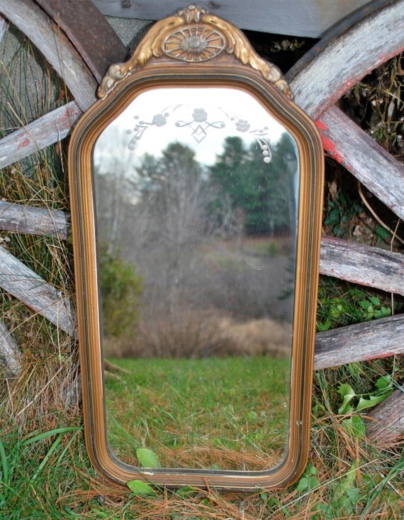 Items similar to Vintage Nurre Mirror Plate Company Etched Wall Mirror ...