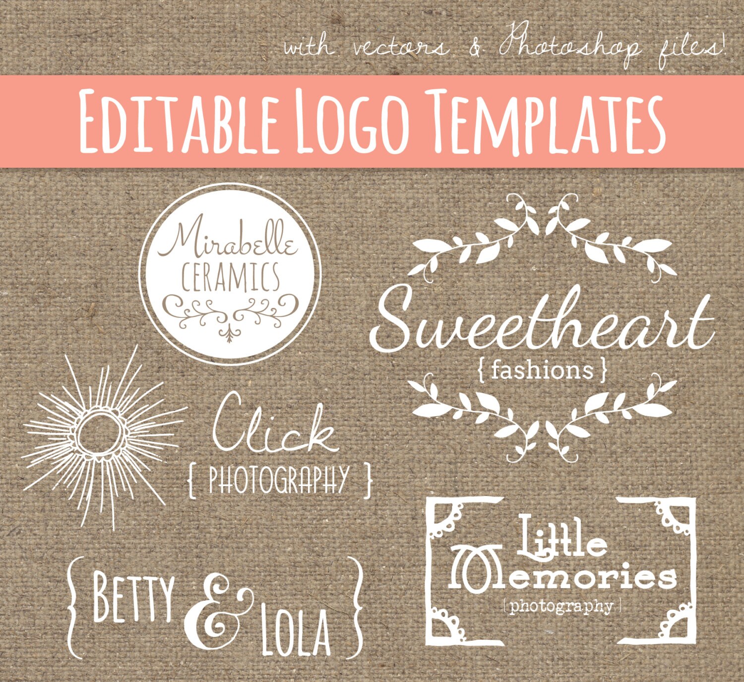 Pretty Logo Design Templates Set 6 // Instant Download