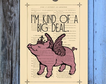 Flying pig poster Typography Print Inspirational Art Print I'm a big ...