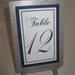 Silver Glitter & Navy Blue Wedding Table Numbers Set of 12