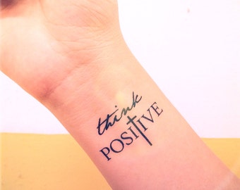 2pcs THINK POSITIVE Faith Cross - InknArt Temporary Tattoo - set wrist ...