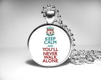 Football necklace quote pendant Keep calm and you'll never walk alone ...