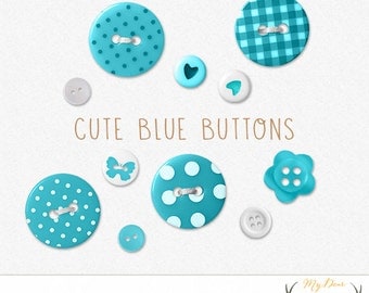 Sewing Buttons Clip Art, Digital Buttons Clipart, Blue Buttons Clipart ...
