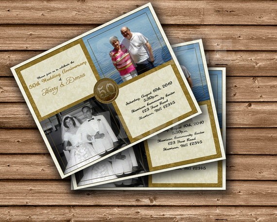 Printable 50th Wedding Anniversary Invitation DIY Golden Anniversary 