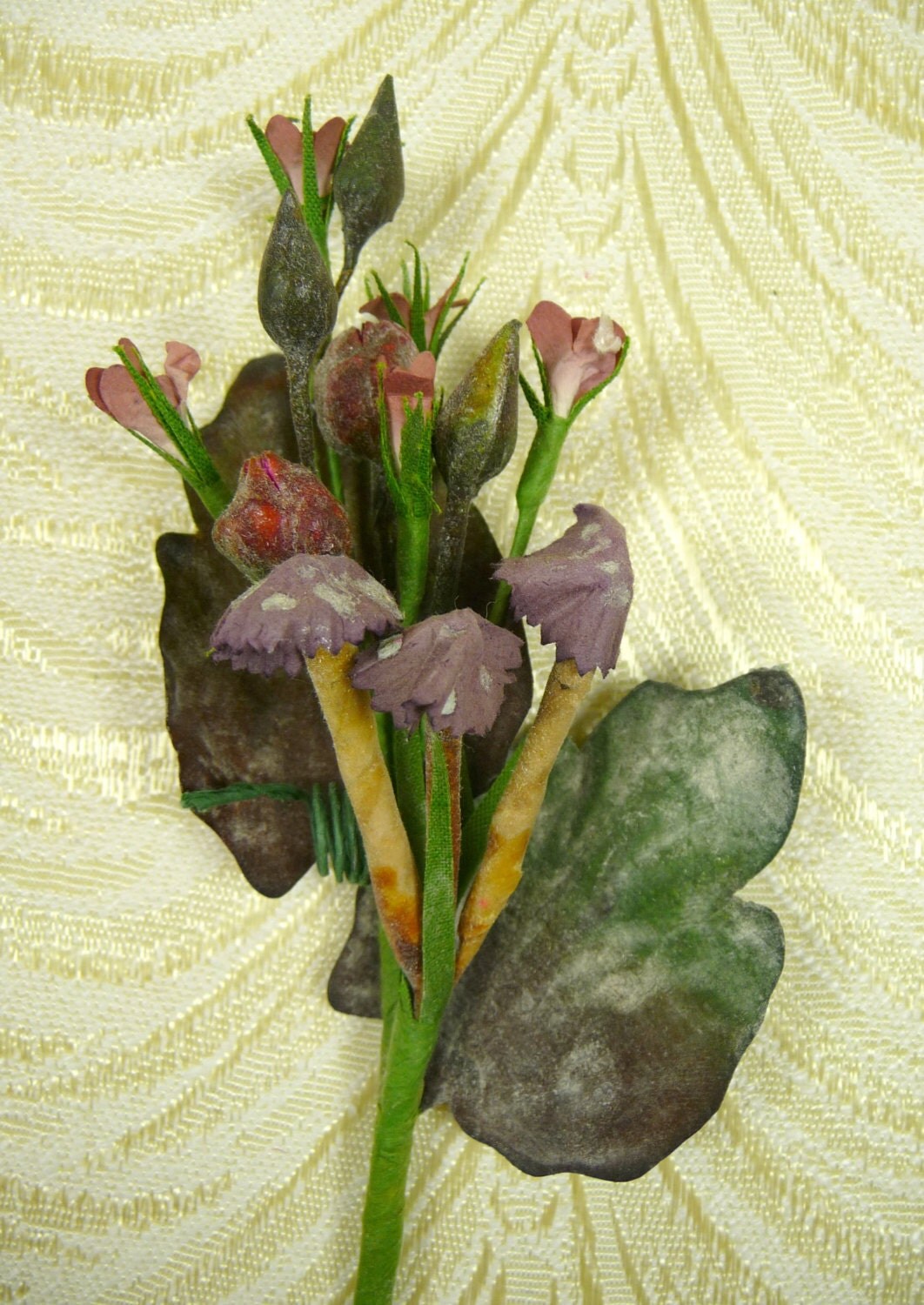 Parchment Flowers Mushrooms NOS Paper Flower Pick by APinkSwan
