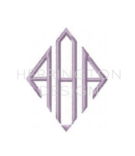 7 inch Diamond Embroidery Font Monogram by HerringtonDesign