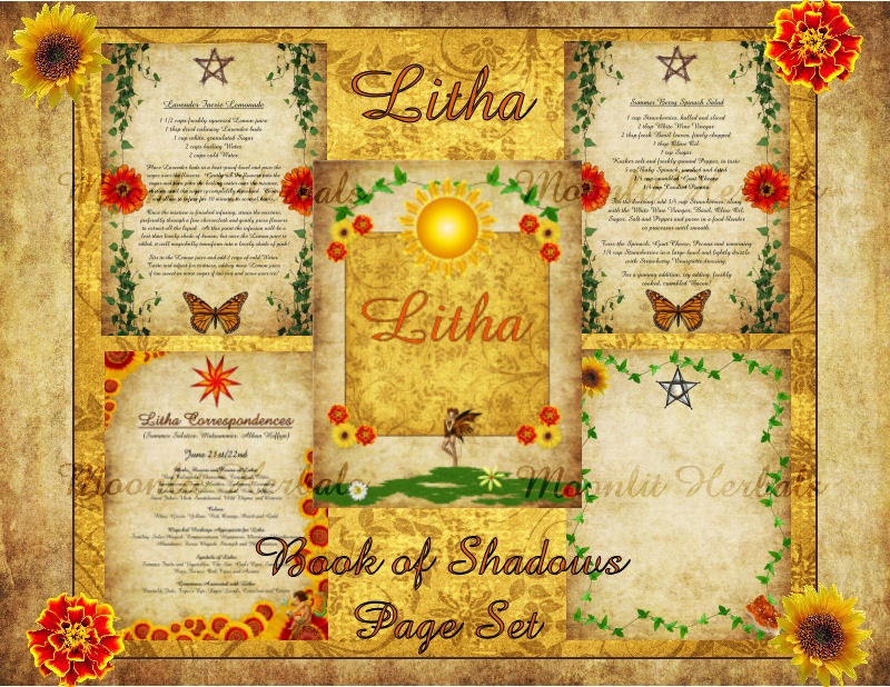 Litha Digital Book of Shadows Pages Set of 5 Witch's