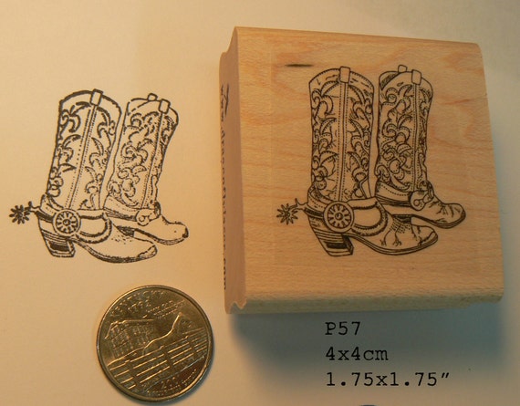 P57 Cowboy boots rubber stamp