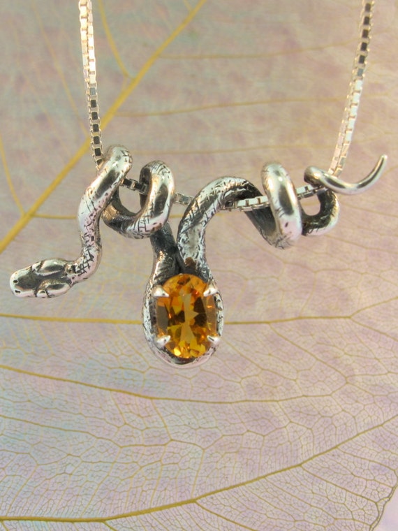 Snake Necklace Silver Snake Charm Snake Pendant Vine Snake