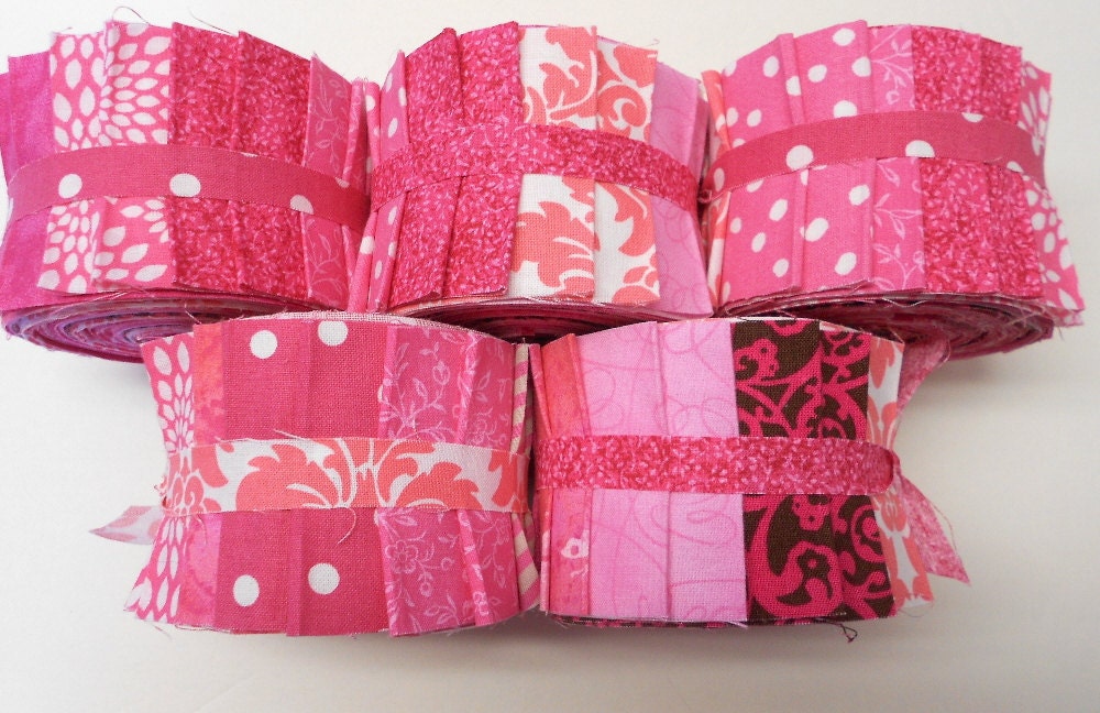 Pink Quilt Fabric Strips Pink quilt strips jelly roll