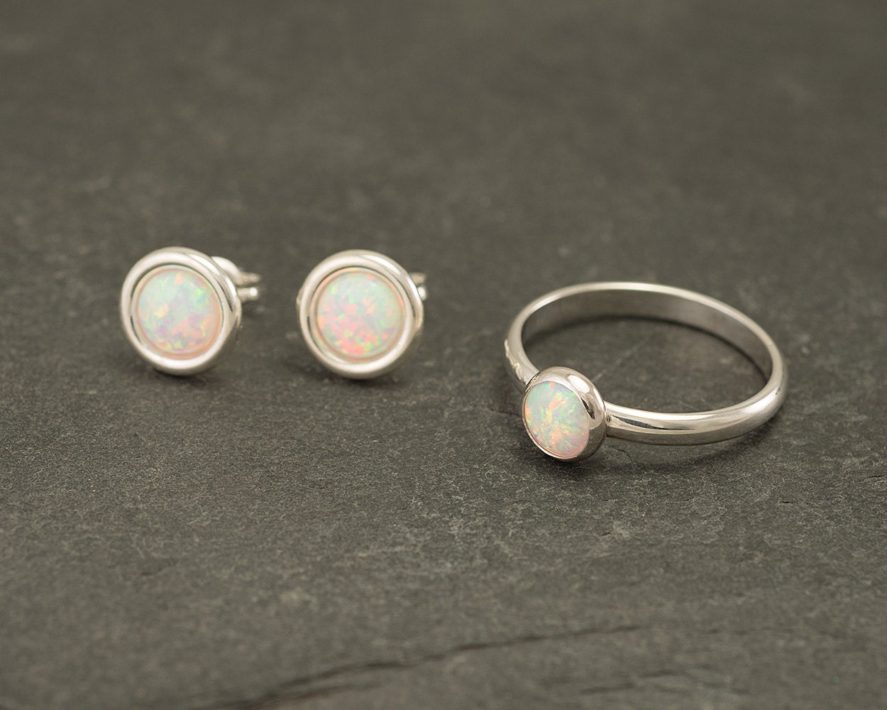 Opal Ring - Silver Opal Ring- Solitaire Ring- Opal Engagement Ring ...