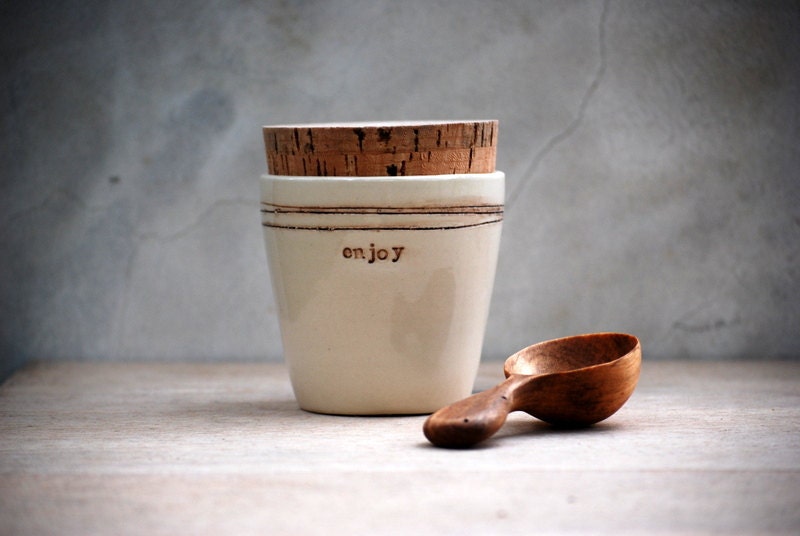 canister jar cork lid modern minimal pottery enjoy – Etsy finds