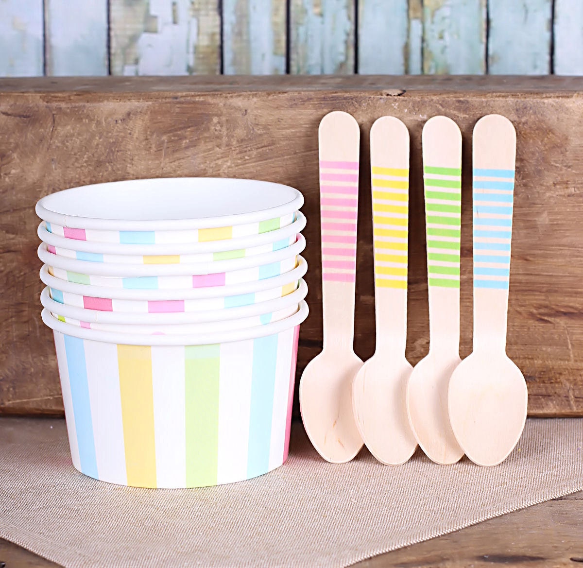 Pastel Rainbow Stripe Ice Cream Cups & by thebakersconfections