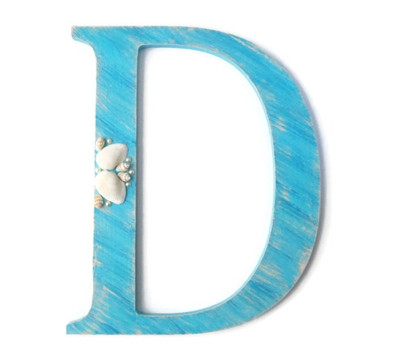 Items similar to Decorative Letter D hand painted in turquoise and sand ...