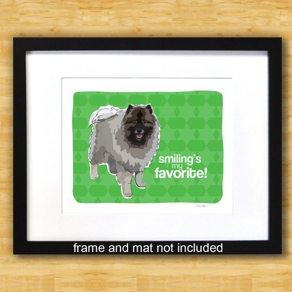 Keeshond Art Print Smiling's My Favorite Keeshond by PopDoggie
