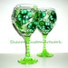 Four Leaf clover Shamrocks St.Patricks Day Hand Painted Wine