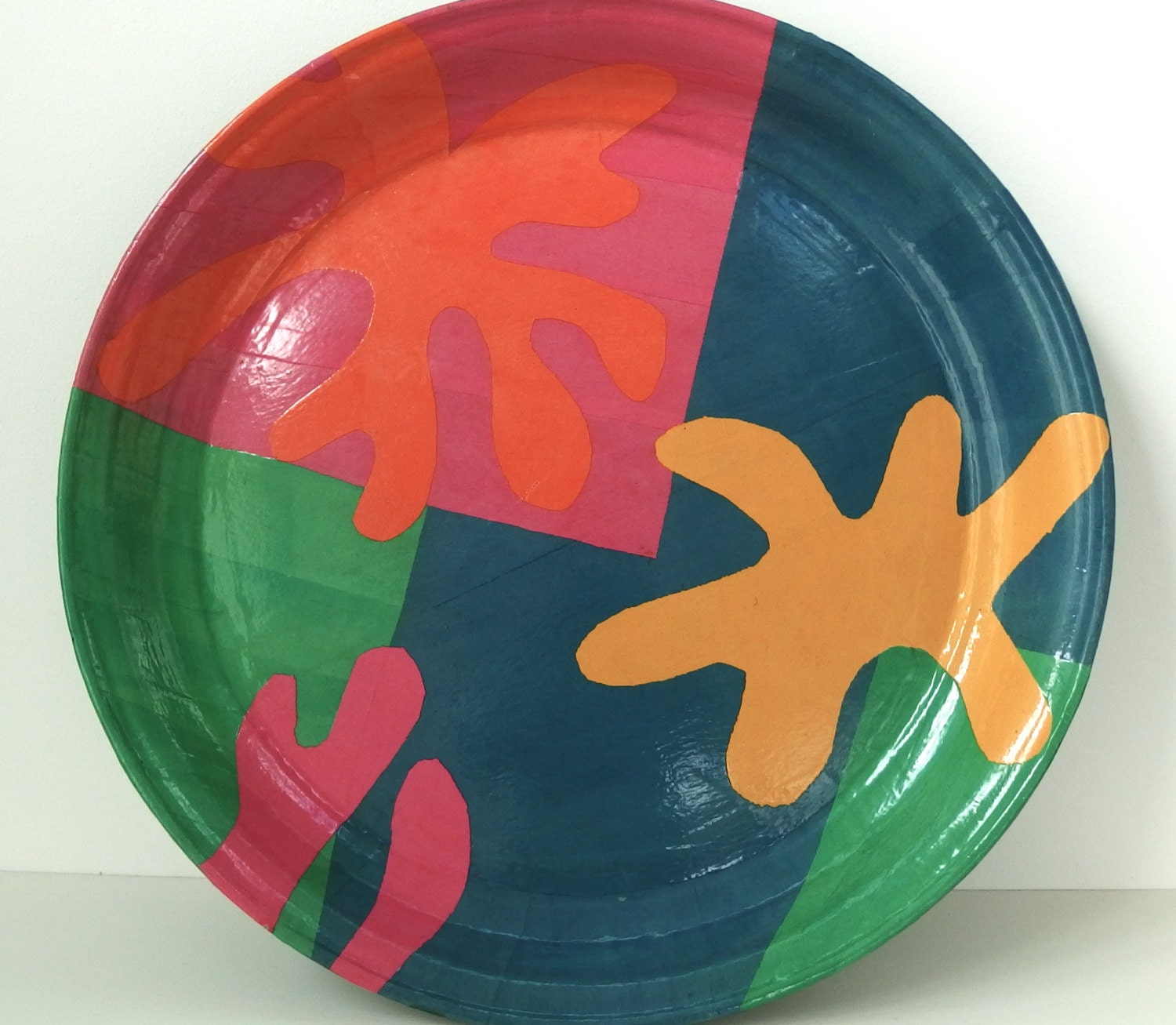 Modern Pink Yellow Green Blue Orange Matisse Serving Platter Tray ...