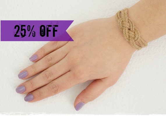 Items similar to Burlap Wedding Bracelet, Sailor Knot Bracelet, Rustic ...