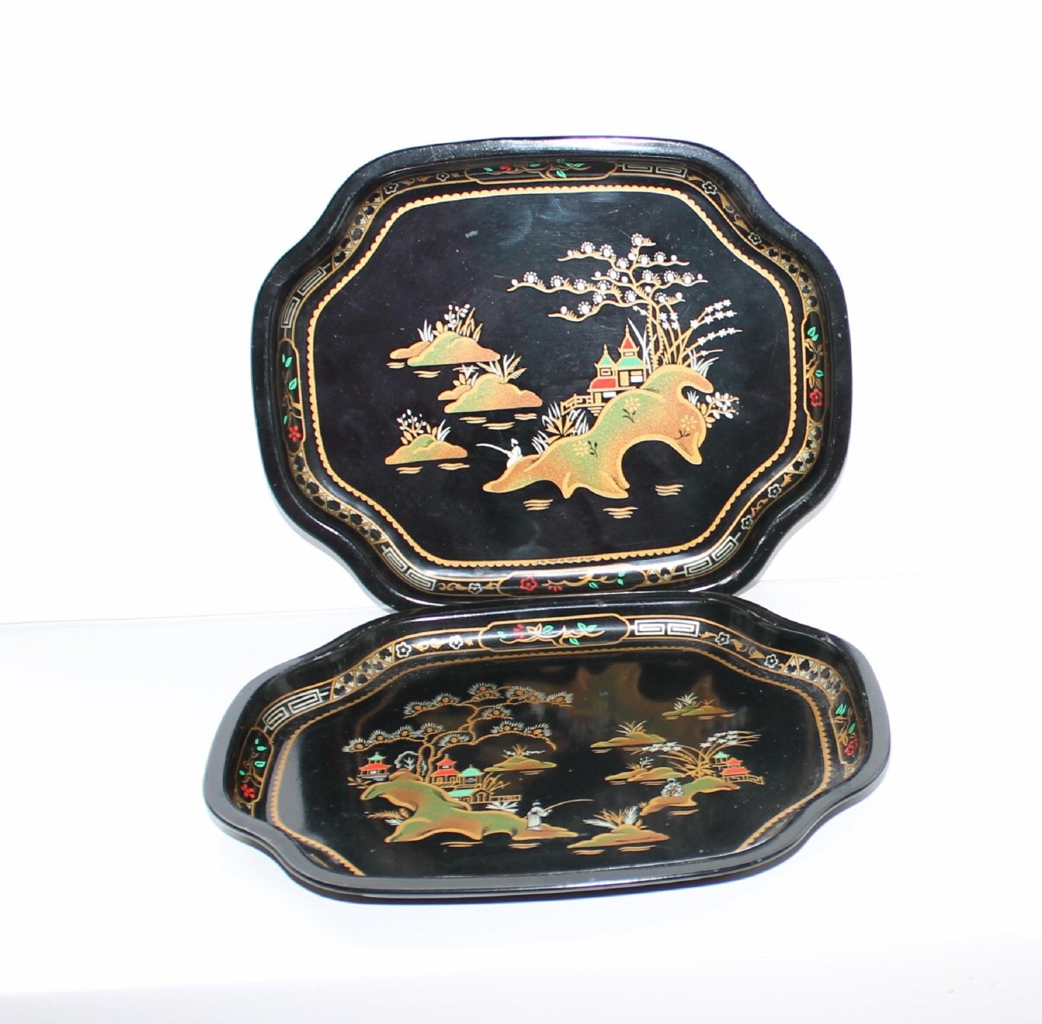 Pair of Vintage Worcester Ware Chinese pattern tin trays – Haute Juice